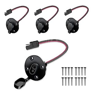 SAE Power Socket Sidewall Port Connector 12awg Cable, Quick Connector Solar Panel Wire 4 Pack with 16 Screws, Fit Flush-Mount Connector Solar Generator Battery Charger, Black & Red