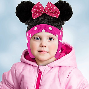 Disney girls Minnie Mouse Toddler Girl Winter and Mitten Set Beanie Hat, Minnie Mouse, 2-4T US