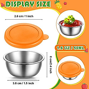 Mimorou 18 Pcs 1.6 oz Salad Dressing Container to Go Leakproof Reusable Sauce Cup with Lids Stainless Steel Containers Condiment Cups Small Dip Containers for Lunch Box Food Storage Travel Picnic