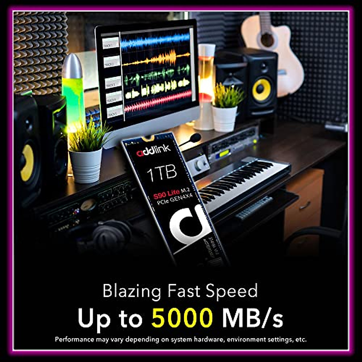 Addlink S90 Lite 1TB NVMe 4.0 Gen4 PCIe M.2 3D NAND Internal Gaming SSD - Read Speed up to 5000 MB/s (ad1TBS90LTM2P)