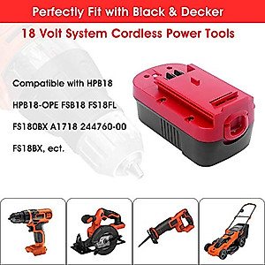 Enermall 2 Pack 3.6Ah Ni-Mh Replacement Battery HPB18 Compatible with Black and Decker 18V Battery HPB18-OPE 244760-00 A1718 FS18FL FSB18 Firestorm Cordless Power Tools
