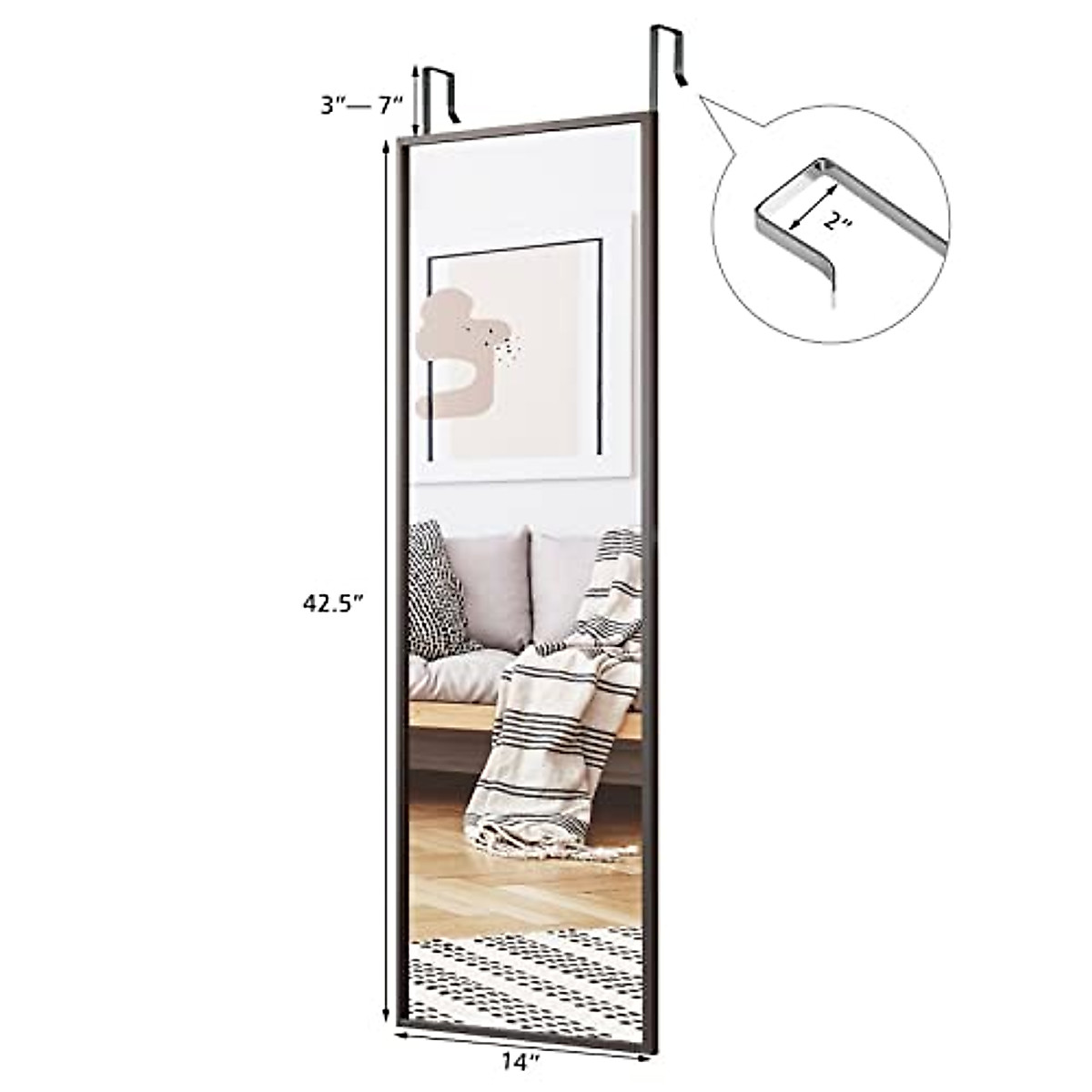 OBIOZZ Bedroom Floor Standing Mirror Door Wall Mounted Mirror Full Length Hanging Mirror Bedroom Bathroom Coffee, Perfect for Your Bedroom, Cloakroom, Entry