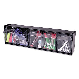 Deflecto 20504OP Five-bin horizontal tilt bin storage system, 23-5/8w x 5-1/4d x 6-1/2h, black