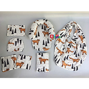 9pc Unisex Baby Boy Girl Ultimate Set of Infant Car Seat Cover Canopy Headrest Blanket Hat Nursing Scarf, 06JE03