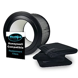 BlueBird Filters Replacement HEPA Filter & Carbon Pre Filter Kit For Honeywell 50250 50250-S OEM Part Number 24000 (1 HEPA + 3 Carbon Pre-Filter)