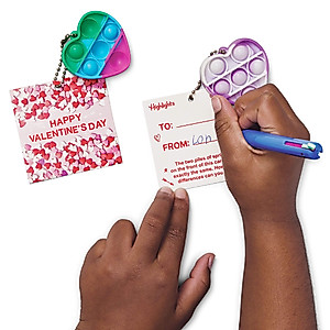 Highlights for Children Pop-It Valentine Cards for Kids Classroom Exchange, 24-Pack of Puzzle Valentine's Day Cards with Heart Shaped Keychain Fidget Toys