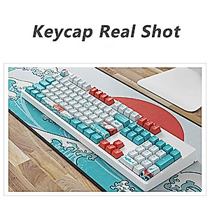 108 Keys Coral Sea Keycap Set OEM Profile PBT 5-Sided Dye-Sublimation ​Keycaps for 61/87/104 Keys Mechanical Keyboard with Keycaps Puller