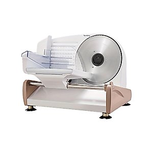 Meat Slicer for Home, 200W Electric Deli Food Slicer with Removable 7.5" Stainless Steel Blade, Adjustable Thickness, Child Lock Protection, White