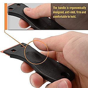 Sticker Scraper Tool Set include 120 Pcs 1.5 Inch Plastic Scraper Blades + 2 Pcs Plastic Razor Blade Scraper for Auto Vinyl Wrap Window Tint Glass Cleaning Adhesive Glue Paint Remove Plastic Scraper