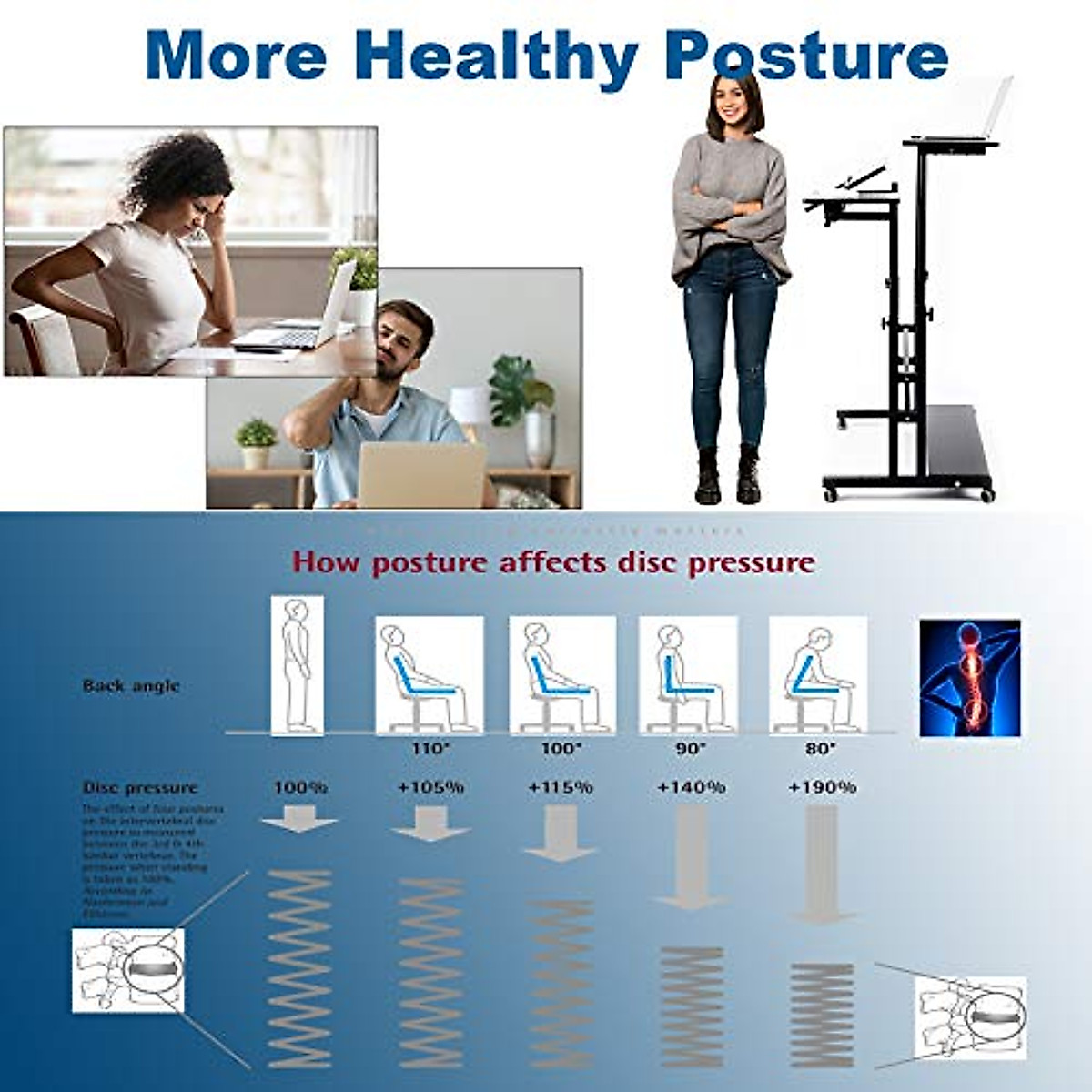 Zytty Portable Standing Desk, Small Standing Desk with Wheels Standing Laptop Desk Mobile Standing Desk for Home Office Adjustable Standing Desk, Stand Up Computer Desk Rolling Laptop Cart, Black