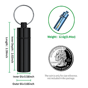 Portable Mini Pepper Shaker, 2 Pack Small Metal Storage Bottles with Keyring Travel Waterproof Aluminum Storage Container Holder Keychain