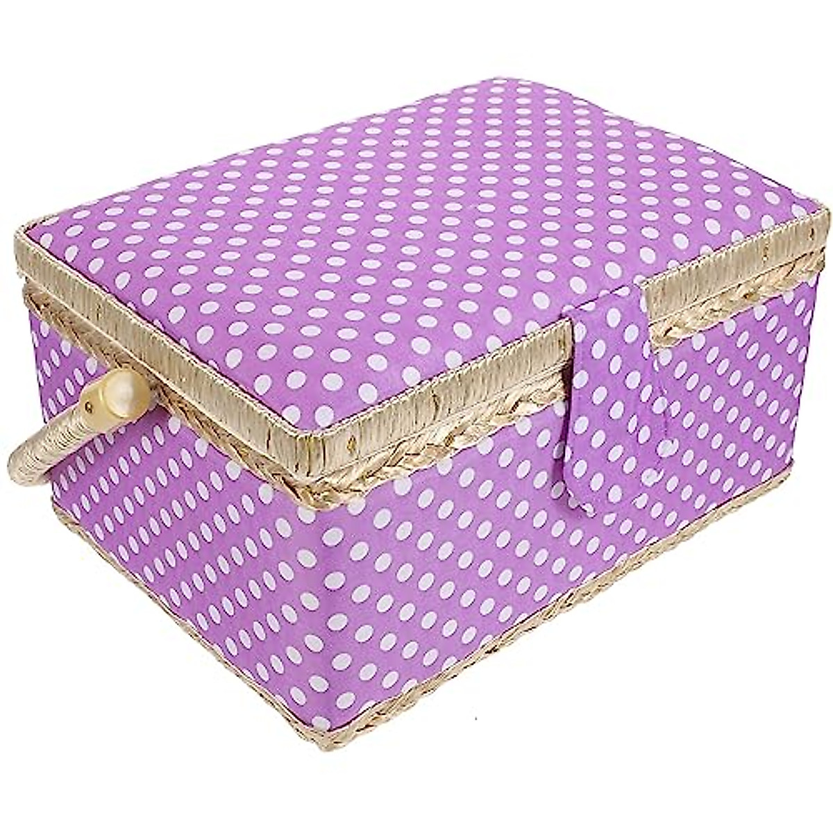 Sewing Storage Organizer with Lid Double-Layer Sewing Box Organizer Accessories Storage Bag Sewing Gifts for Kit, Scissors, Thread, Pins, Needles, Clips Purple