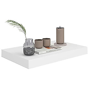 vidaXL Floating Wall Shelf Wall Shelf Wall Ledge Hanging Shelf CD Rack Bookcase Board Bedroom Living Room Office White 15.7"x9.1" MDF
