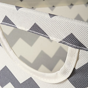 DII Collapsible Polyester Storage Bin, Trapezoid Chevron, Gray, Large