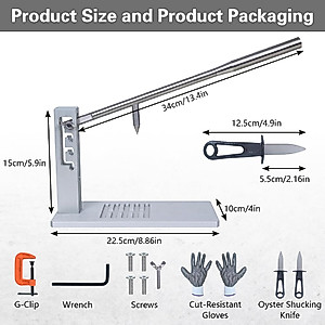 Aetwhy Oyster Shucker Tool Set, Adjustable Oyster Opener Machine Portable Oyster Shucker Machine Including Shucking Knife, Glove & G-Clip for Hotel Buffet Family