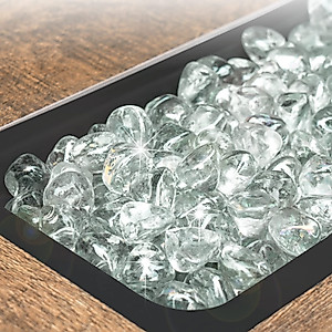 GASPRO 20lb Blue Fire Glass Beads and 10lbs Clear Fire Glass Diamonds, High Luster, 1 Inch