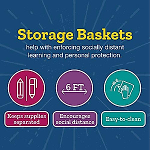 Really Good Stuff 160016WA Multi-Purpose Plastic Storage Baskets for Classroom or Home Use - Stackable Mesh Plastic Baskets with Grip Handles 13" x 10" (Water - Set of 12)