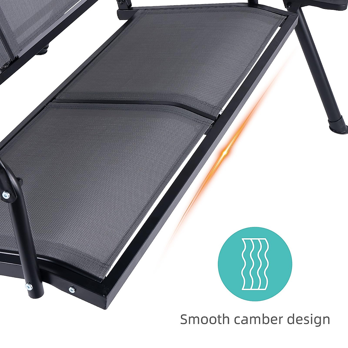 Backyard Expressions 2 Person Patio Swing with Grey Sling Fabric and Black Metal Frame - 450 lbs Weight Capacity