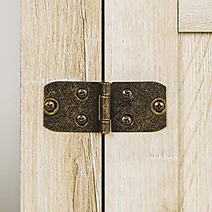 Walker Edison Georgetown Modern Farmhouse Double Barn Door Fireplace TV Stand for TVs up to 65 Inches, 58 Inch, White Oak