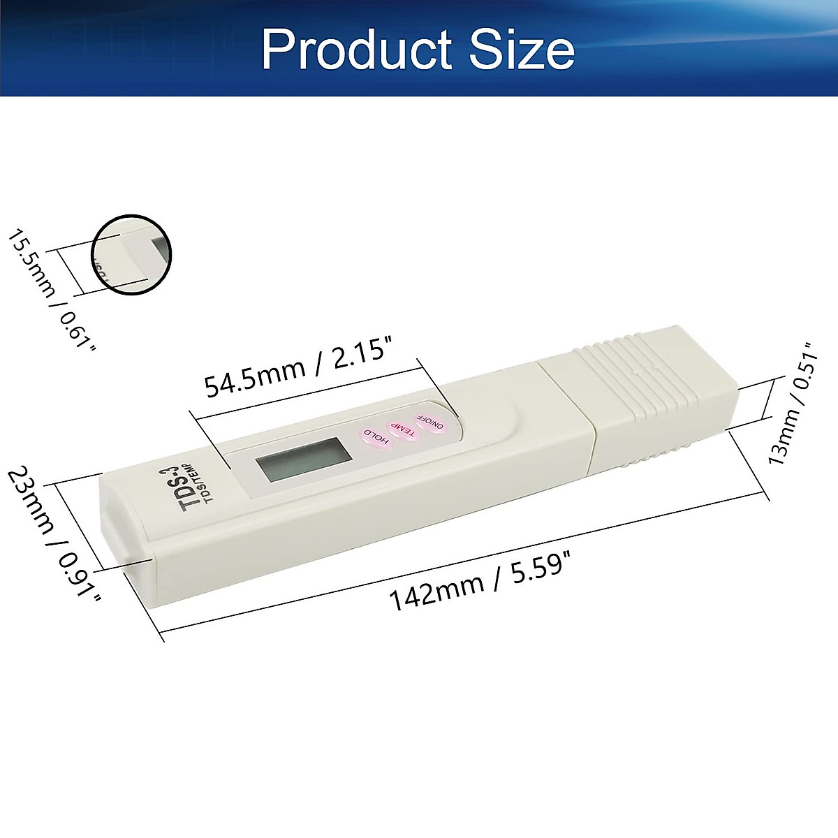 1Pcs TDS-Meter, Digital Pool Salt Tester 1-9990PPM, TDS, EC & Temp Meter 3 in 1,Salinity PPM Tester Meter Resolution Titanium Alloy Conductivity for Water Aquariums TDS-3 Gray with Leather Case