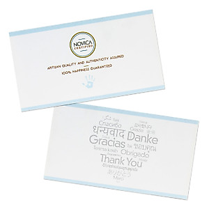 NOVICA Artisan Crafted Blue Accent Clear Glass Recycled Hand Blown Pitcher from Mexico, 82 Oz, Blue Grace'