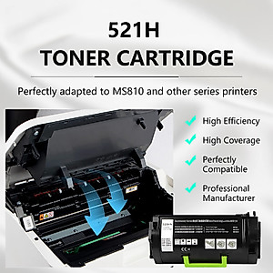 Pomeade Upgraded 521H Toner 52D1H00 Toner Cartridge Compatible with lexmark MS810 MS810n MS810dn MS811 MS811n MS811dn MS812 MS812dn MS812de MS710 MS710n MS711 MS711dn Printer（25,000 Yield, 1PK Black）