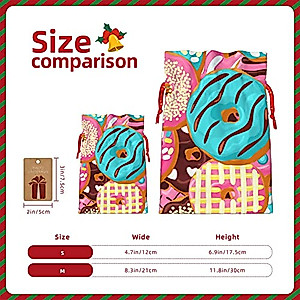 Drawstrings Christmas Gift Bags Donut-Pink-Chocolate-Blue-Mint Presents Wrapping Bags Xmas Gift Wrapping Sacks Pouches Medium