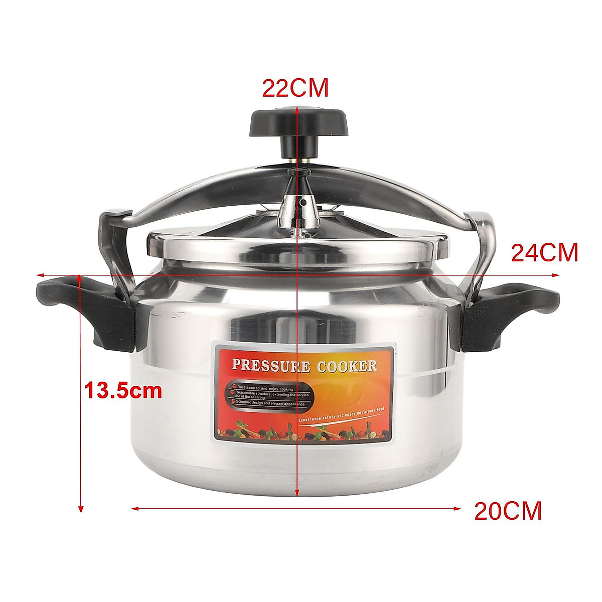 Aluminum Pressure Cooker, 3L/4L/5L Large Capacity Pressure Cooker for Gas Stove Induction Cooker, Explosion Proof Pressure Canner with Easy Lock Lid, Fast Cooking Cookware (4L-20CM Bottom)