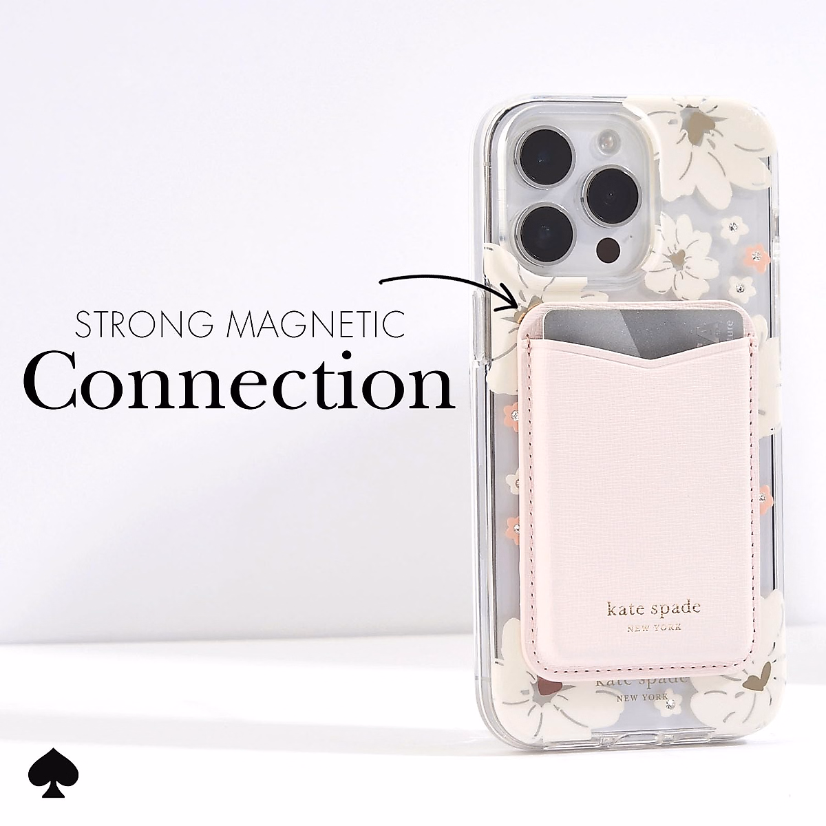 kate spade new york Magnetic Wallet/Card Holder - Compatible with MagSafe Phones and Cases - Pale Dogwood
