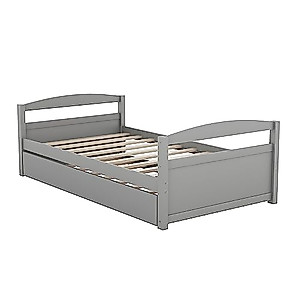 Harper & Bright Designs Twin Daybed with Trundle, Solid Wood Bed Twin Size Bed Sofa Platform Bed Frame, No Box Spring Needed (Twin Size, Gray)