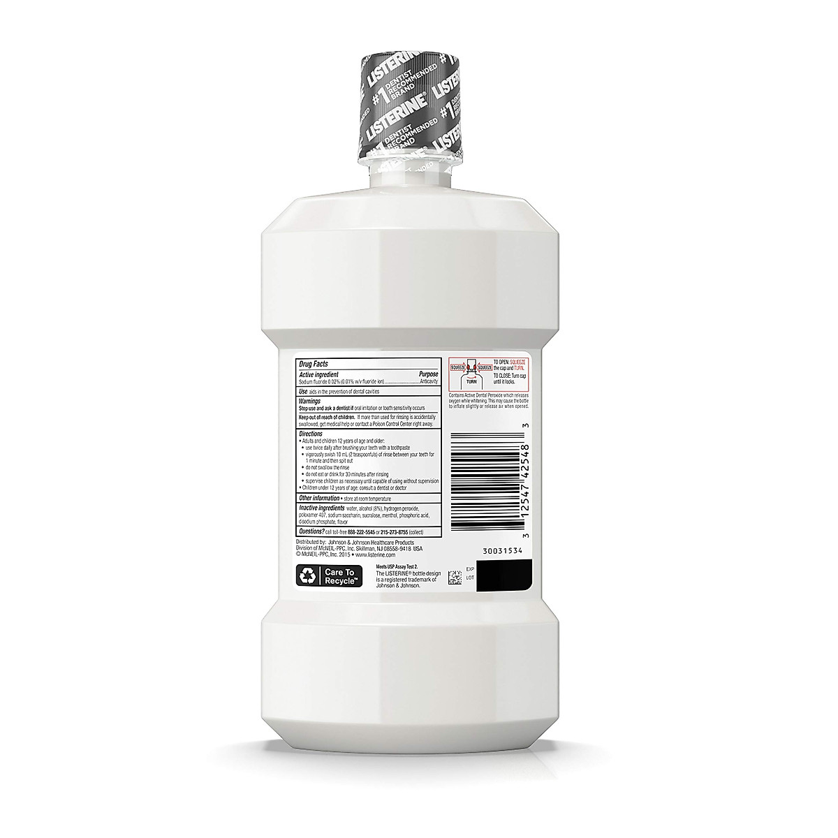 Listerine Healthy White Vibrant Multi-Action Fluoride Mouth Rinse, Foaming Anticavity Mouthwash for Whitening Teeth and Fighting Bad Breath, 16 fl. oz