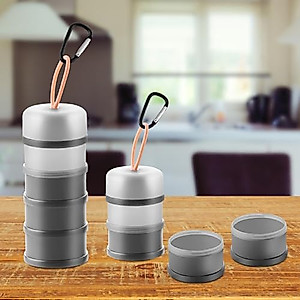 Bakpoco 2 Pack Protein Powder Storage Container, 4 Layer Stackable Leak-proof Formula Dispenser, Portable Travel Fitness Workout Protein Powder Container (Black & White)