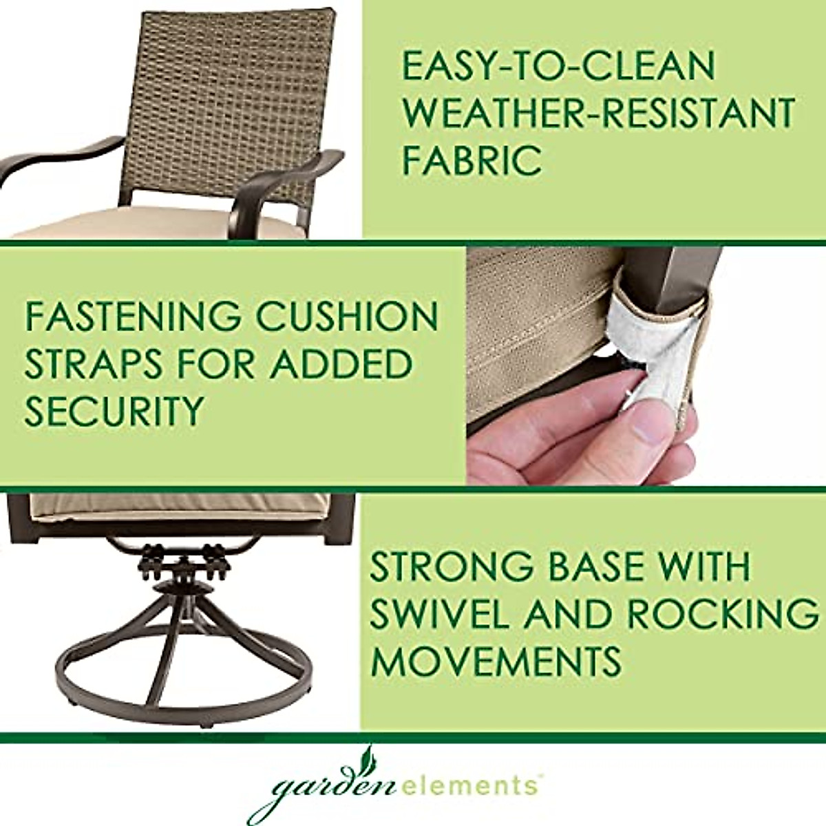 Garden Elements Bellevue Aluminum Woven Back Swivel Rocker, Taupe (Pack of 2)