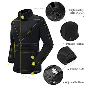 CAMEL CROWN Women Full Zip Fleece Jackets with Pockets Soft Polar Fleece Coat Jacket Sweater for Spring Outdoor New Black S