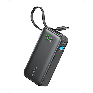Anker Nano Power Bank, 10,000mAh Portable Charger with Built-in USB-C Cable, PD 30W Max Output with 1 USB-C, 1 USB-A, Compatible for iPhone 15/15 Plus/15 Pro/15 Pro Max, MacBook, Galaxy, iPad