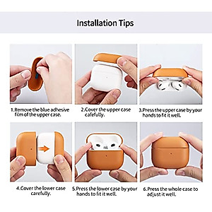 AirPods 3 Leather Case Cover, Docco Jette Fully-Wrapped Italian Genuine Leather Case for Apple AirPods 3,Supports Wireless Charging Front LED Visible