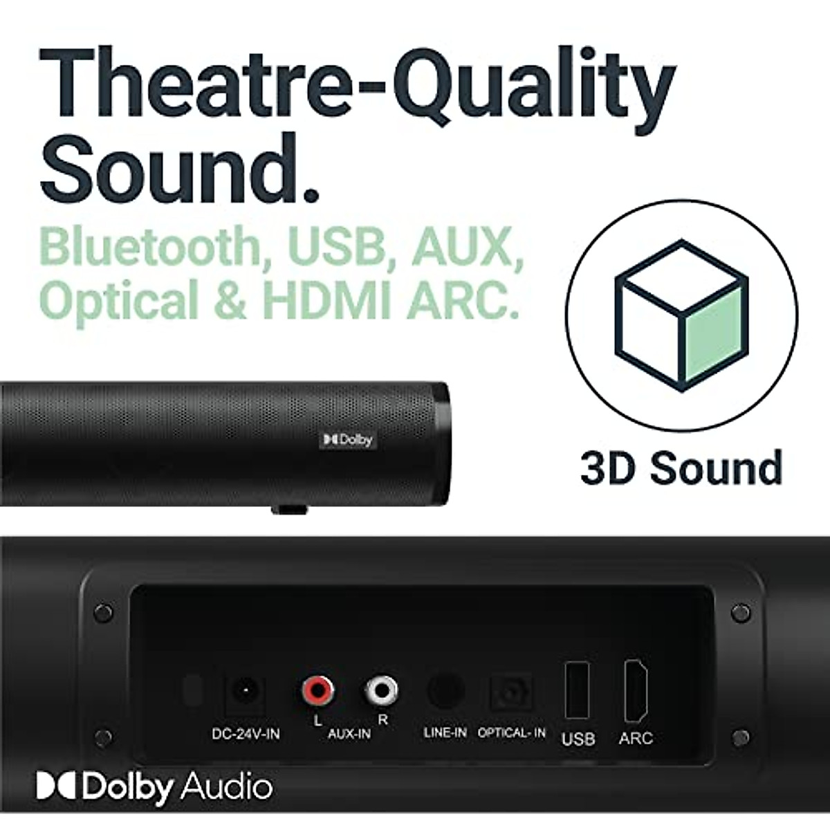 Majority Everest 5.1 Dolby Audio Surround Sound System with Sound Bar | Wireless Subwoofer I 300W Powerful Surround Sound | Home Theatre 3D Audio with Detachable Speakers | HDMI ARC, HDMI, Bluetooth