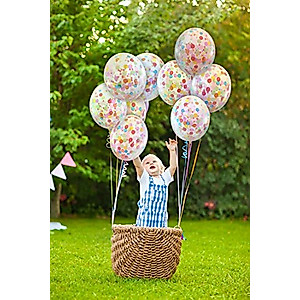 Rainbow Multicolor Confetti Balloons | Bright Colorful Confetti Pre-Filled | Wedding Engagement Birthday Party Events (16 Pack Rainbow, 12 inches)