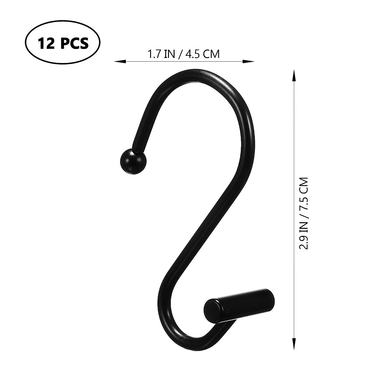 Lurrose 12Pcs Shower Curtain Hooks, Shower Curtain Rings Metal Shower Curtain Hooks for Bathroom Shower Kitchen Bedroom