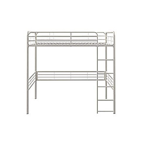 DHP Full Metal Loft Bed with Ladder Space-Saving Design, White