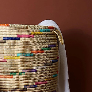 Storage Basket Beige Rainbow Swirls Hooded Lid (19" Medium)