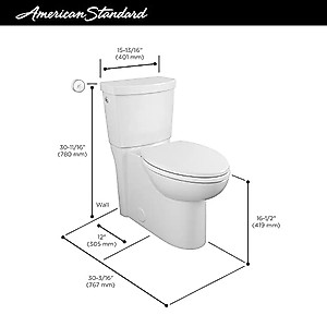 American Standard 2989709.020 Concealed Trapway Cadet Touchless 2-Piece 1.28 GPF Single Flush Elongated Toilet, Seat Included, White