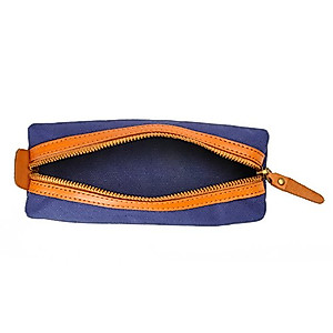 ZLYC Slim Canvas Pencil Case Pouch Compact Zipper Pen Case Simple Stationery Bag (blue2)