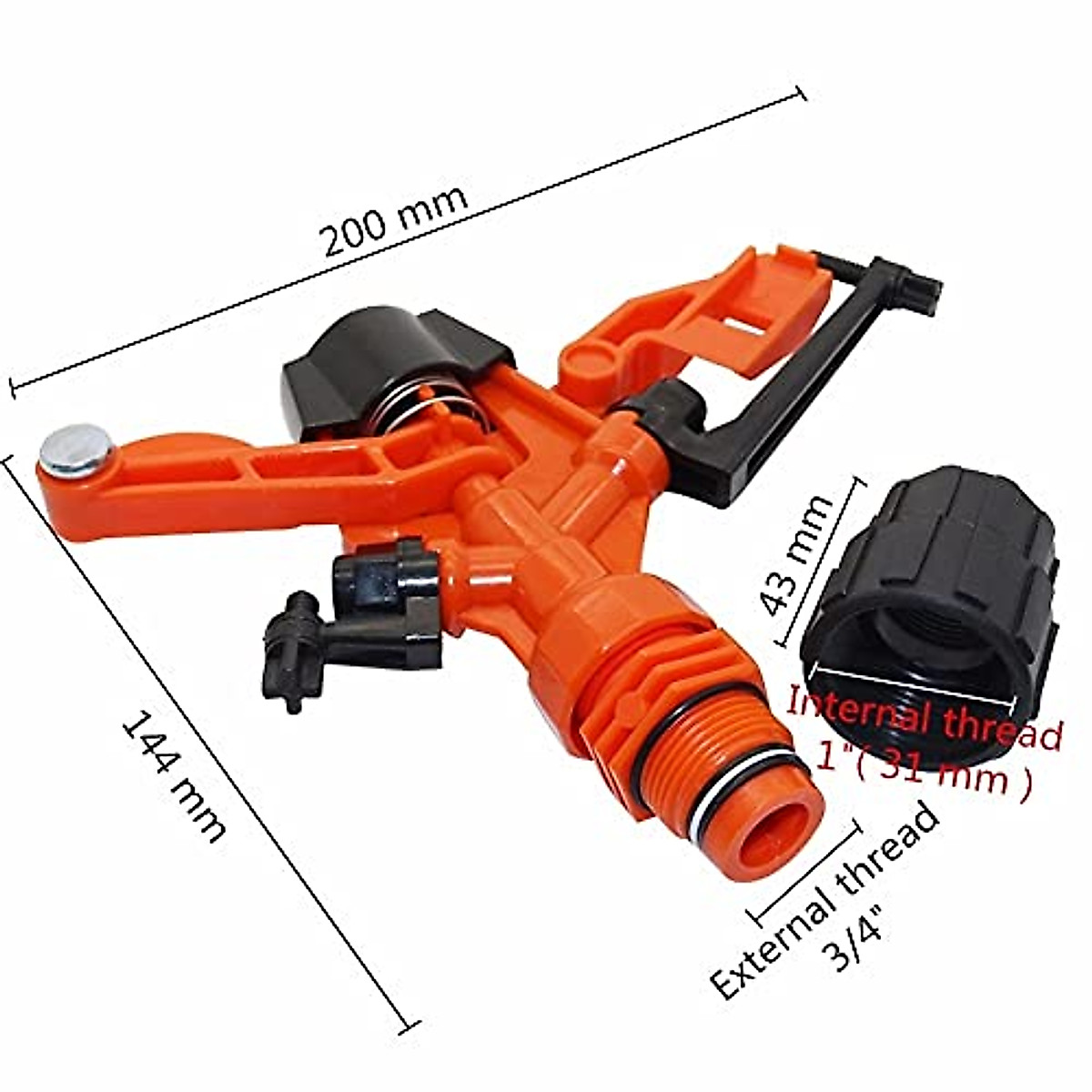 YFQHDD 2 Pc Agriculture Adjustable Rotating Water Nozzle 1" Female Thread-3/4 Male Thread Irrigation Sprinkler Garden Sprayer