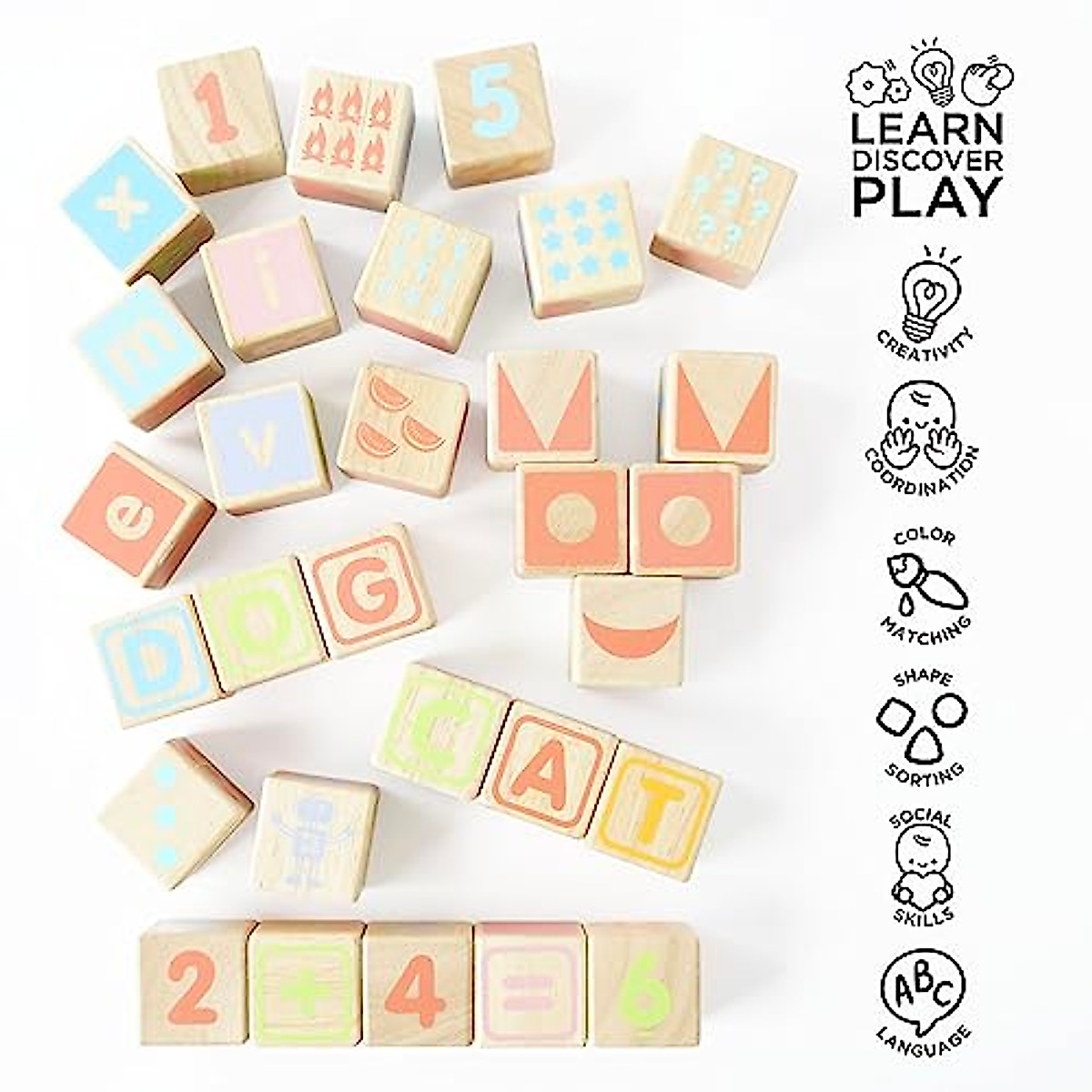 Le Toy Van - Petilou Wooden Educational ABC Wooden Blocks | Educational Wood Toys for Toddlers and Babies | Suitable for A Boy Or Girl 1 Year Old +