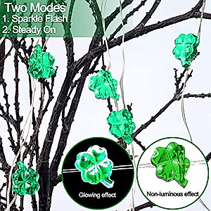 [ 2 Pack ] Green St. Patrick's Day String Lights, Total 28 Ft & 80 Led Battery Operated Waterproof Lucky Shamrocks Lights for St. Patrick's Day Decoration Irish Party Decor Wedding Anniversary Holiday
