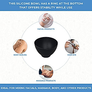 ForPro Professional Collection Silicone Mixing Bowl, Black, Flexible, Odorless, for Mixing Facials, Massage, Body & Other Products, 14 oz