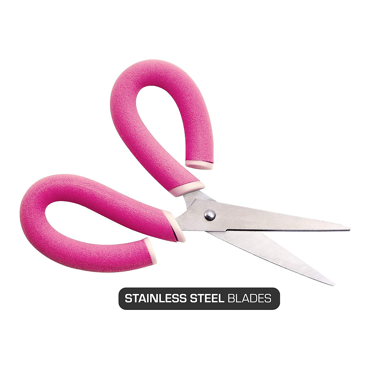 It's Academic Pillow Grip Scissors with Comfortable Handles, Blunt Tip, 8-inch Length, Perfect For Classroom Use, Pink