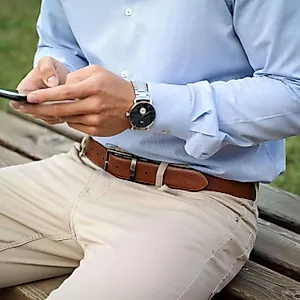 HoffeBelts Men's Leather Belt - Handmade Belts for Men with Buckle, Full Grain Leather Belts, Reverisble Dress Black & Brown Dual XL