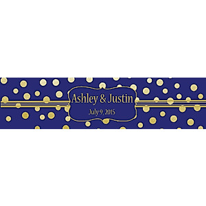 DesignThatSign 100 Gold Confetti On Navy Blue Wedding Anniversary Engagement Party Water Bottle Labels Bridal Shower